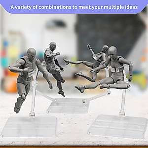 POMER Action Figure Stand, 5 Pcs Transparent Assembly Action Figure Display Holder Base Model Support Stand Compatible with 6" HG/RG/SD Gundam 1/144 Toy with Screwdriver