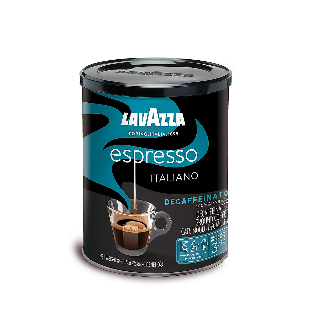 Lavazza Espresso Decaffeinato Ground Coffee Blend (Pack of 4) and Lavazza Super Crema Whole Bean Coffee Blend
