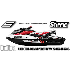 STIFFIE Uniline Lava SUPER STICKY 3" Alpha Numeric Registration Identification Numbers Stickers Decals for Sea-Doo SPARK TRIXX, Inflatable Boats, RIBs, Hypalon/PVC, PWC and Boats.