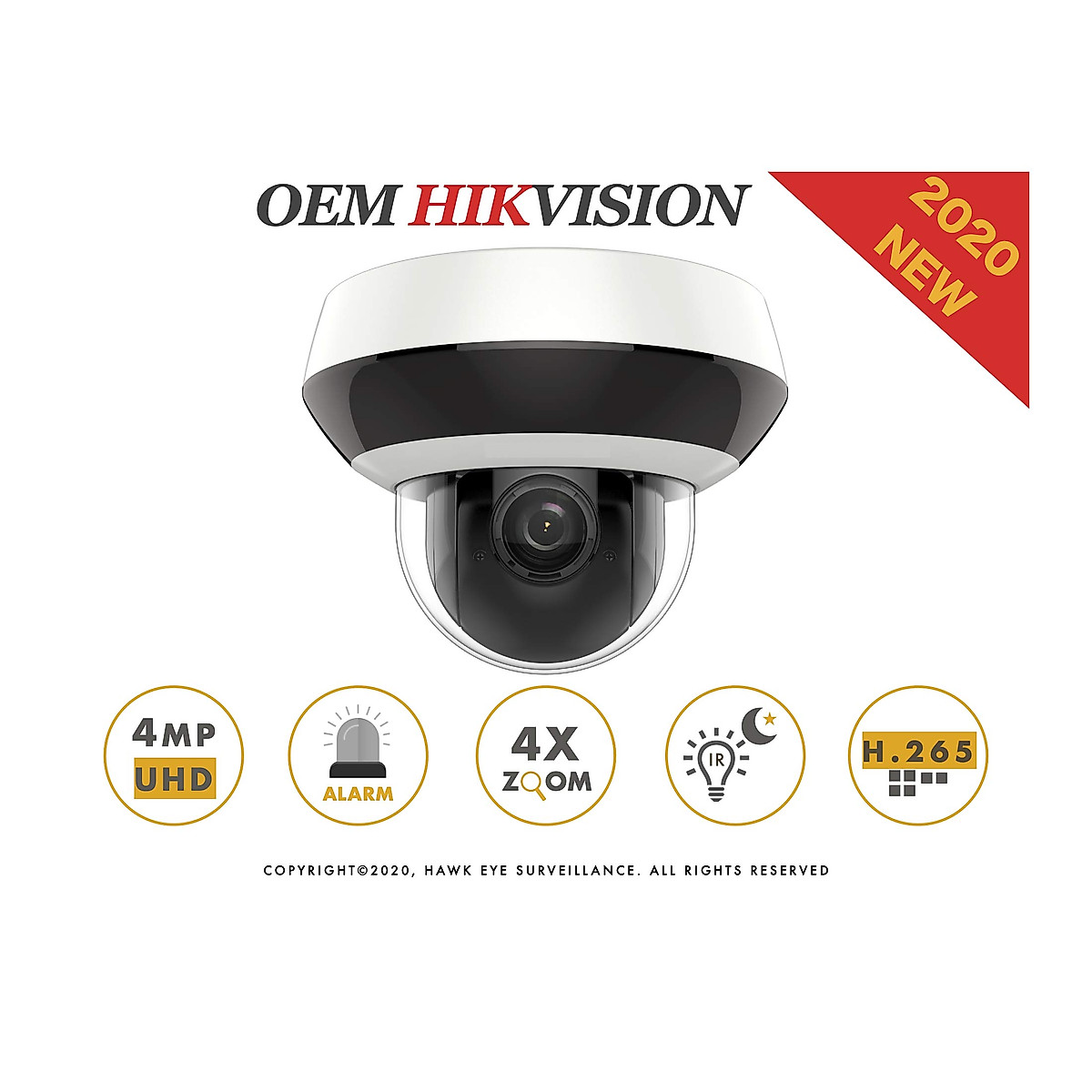 4MP PoE Mini PTZ Camera - Compatible with Hikvision DS-2DE2A404IW-DE3 Pan Tilt 2.8mm~12mm 4X Optical Zoom Indoor and Outdoor IR Audio Alarm in and Out H.265+