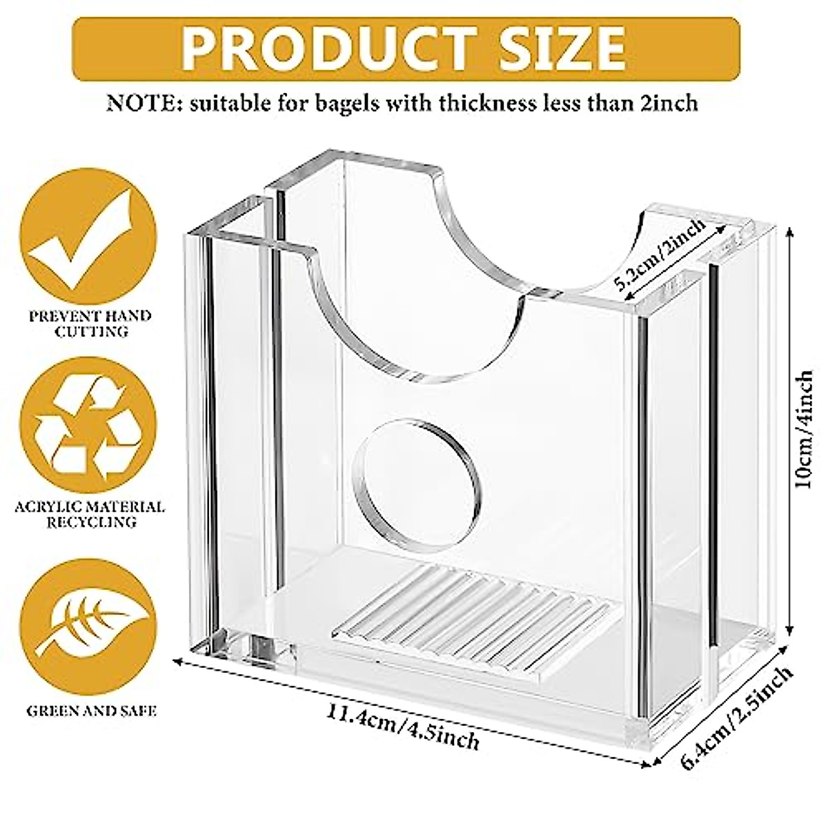 Qunclay Clear Bagel Slicer Bagel Cutter for Jewish Holidays Acrylic Bagel Holder with Nonslip Mat Large Bagel Guillotine Hanukkah Gifts for Women Men Kitchen Donut Bread Cheese Food Party