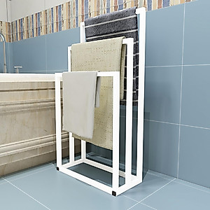 JINS&VICO 3 Tiers Metal Freestanding Towel Rack,Modern Style Hand Towel Holder,Bathroom Shelves for Bathroom Toilet Bedroom Washroom Shower Room Kitchen Pool etc,White