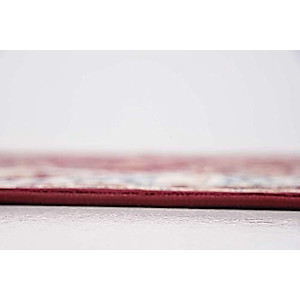 Unique Loom Narenj Collection Classic Traditional Textured Repeat Design Area Rug, 10' Round, Burgundy/Blue