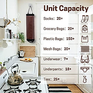 SWISSELITE Plastic Bag Holder, Wall Mount Shopping Bag Organizer, Reusable Mesh Hanging Grocery Bags Storage Dispensers