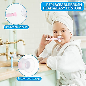 U Shaped Toothbrush for Kids, Manual Training Toothbrush with Detachable Food Grade Soft Silicone Brush Head, 360° Oral Teeth Cleaning Design for Toddlers and Children, Ages 6-12