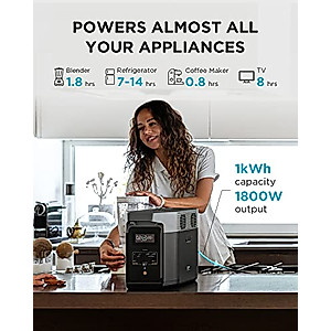 EF ECOFLOW Portable Power Station DELTA 2, 1024Wh LiFePO4 (LFP) Battery, Fast Charging, Solar Generator(Solar Panel Optional) for Home Backup Power, Camping & RVs