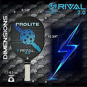 PROLITE Rival PowerSpin 2.0 Pickleball Paddle - Reactive Fiberglass with UV Protection Graphics and a 14 mm PolyCore - Made in The USA Since 1984 (Blue)