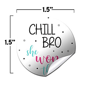 Funny Chill Bro, She Won This Thank You Customer Appreciation Sticker Labels for Small Businesses, 60 1.5" Circle Stickers by AmandaCreation, Great for Envelopes, Postcards, Direct Mail, & More!