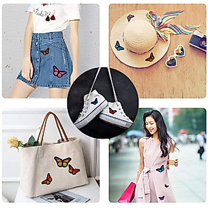 AUGSUN 40pcs Butterfly Iron on Patches, 2 Size Embroidered Sew Applique Repair Patch