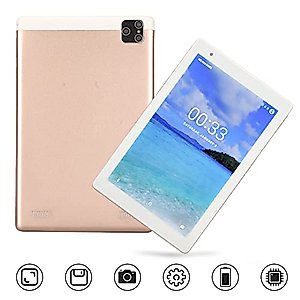 8.1 Inch Tablet, Android 10 Tablet, 5G WiFi Tablet, 4GB RAM 64GB ROM, Dual Camera, Dual Sim Dual Standby, Can be Used for Children to Learn to Read Catch up on Drama, Etc (US Plug)
