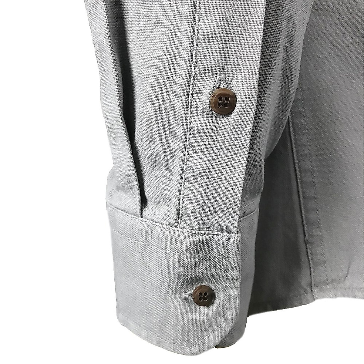 The Celtic Ranch Collarless Shirt for Men, Irish Grandfather Cotton Linen Long Sleeve Button Down Banded Collar Dress Shirt with Pocket (Grey Ash, XL)