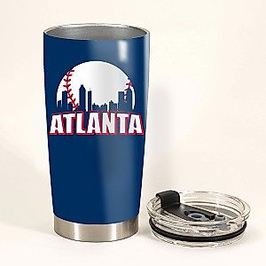 Schian Atlanta City Skyline Legends Baseball Tumbler - Coffee Mug Insulated Tumbler With Lid - Mother's Day, Father's Day, Birthday, Christmas Gifts For Fans - 20 Oz| Stainless Steel