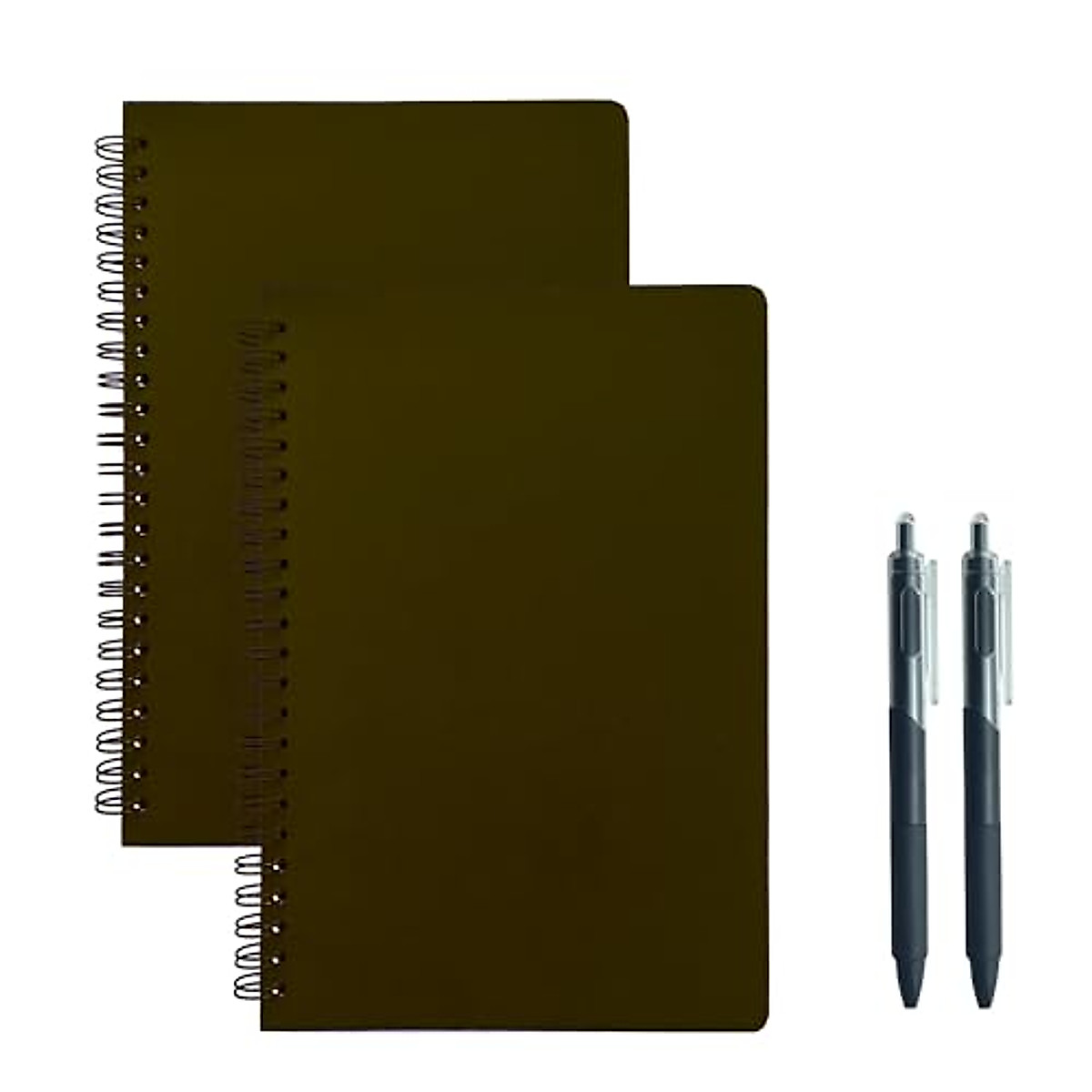 YADUO A5 Grid Spiral Notebook, Graph Paper Journal with 200 pages of Thick Paper, 2 Pack Writing Notepad for Engineering, Graphing in School&Office, 8.3 x 5.7 in, with 2 Gift Pens (Coffee)
