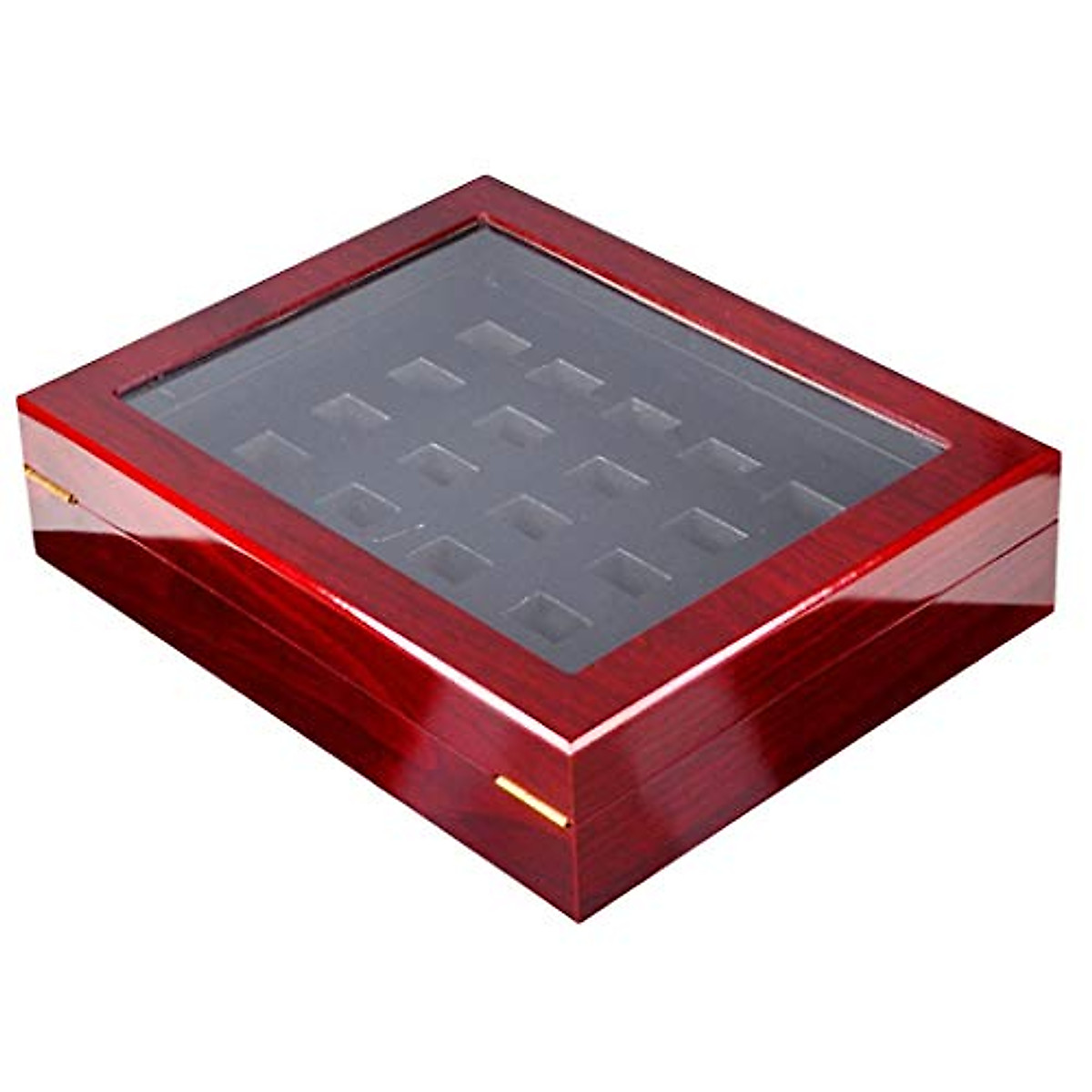 GZYF Championship Ring Display Case Sports Ring Storage Box Wooden Black Velvet , 30 Slot