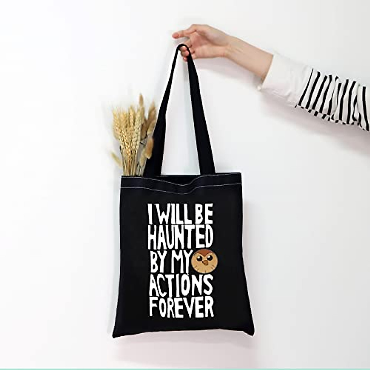 The Owl House Inspired Hooty Tote Bag I Will Be Haunted By My Actions Forever The Owl House Hooty Fan Gift (Black)
