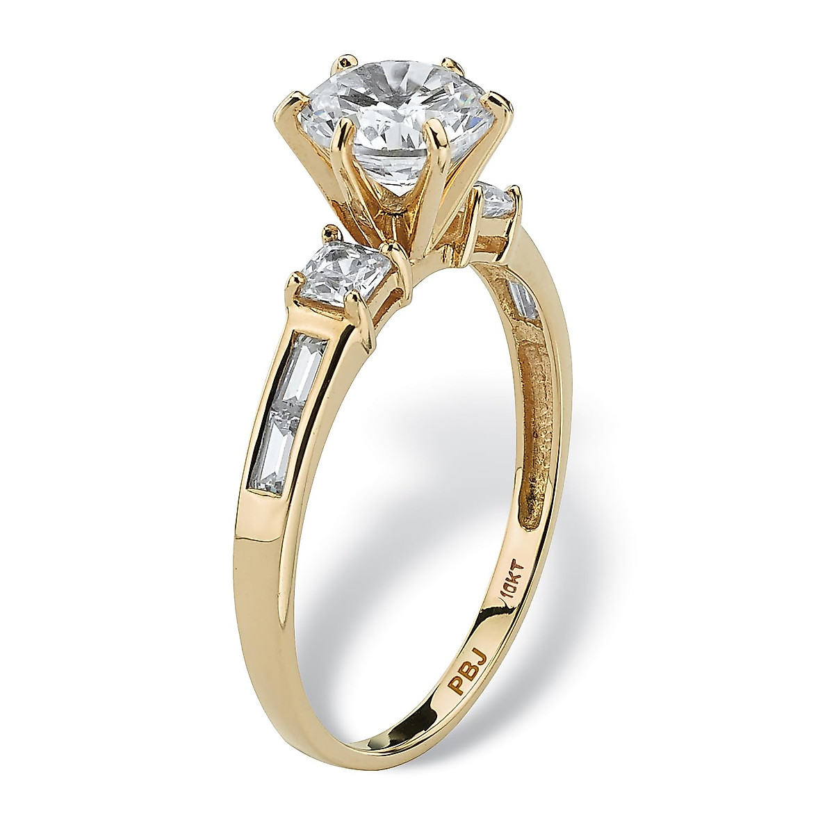 PalmBeach Jewelry 10K Yellow or White Gold Round Cubic Zirconia Engagement Ring Size 10