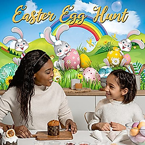 Easter Banner Easter Party Decorations Easter Egg Hunt Backdrops Banner Photo Backgrounds for Photography Photoshoot Kids Birthday Party Supplies 72 x 44 Inches