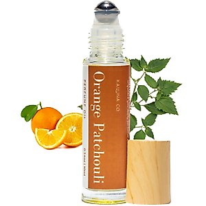Orange Patchouli Delicious Natural Pure Essential and Fragrance Oil Perfume Roll On with Organic Jojoba Oil, Eau de Toilette, Alcohol Free, Small-Batch, Made in California