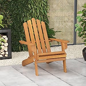 Tidyard Patio Adirondack Chair Solid Wood Acacia Outdoor Fire Pit Chair Wooden Garden Armchair for Porch Pool Lawn Deck Backyard Balcony Outdoor