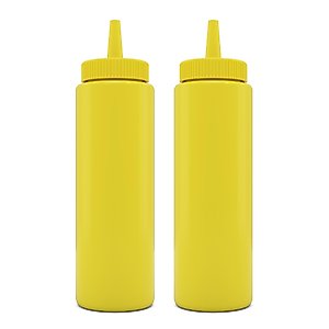 BRIGHTFROM Condiment Squeeze Bottles, YELLOW 8 OZ Empty Squirt Bottle with Wide Neck - Great for Ketchup, Mustard, Syrup, Sauces, Dressing, Oil, BPA FREE Plastic - 2 PACK