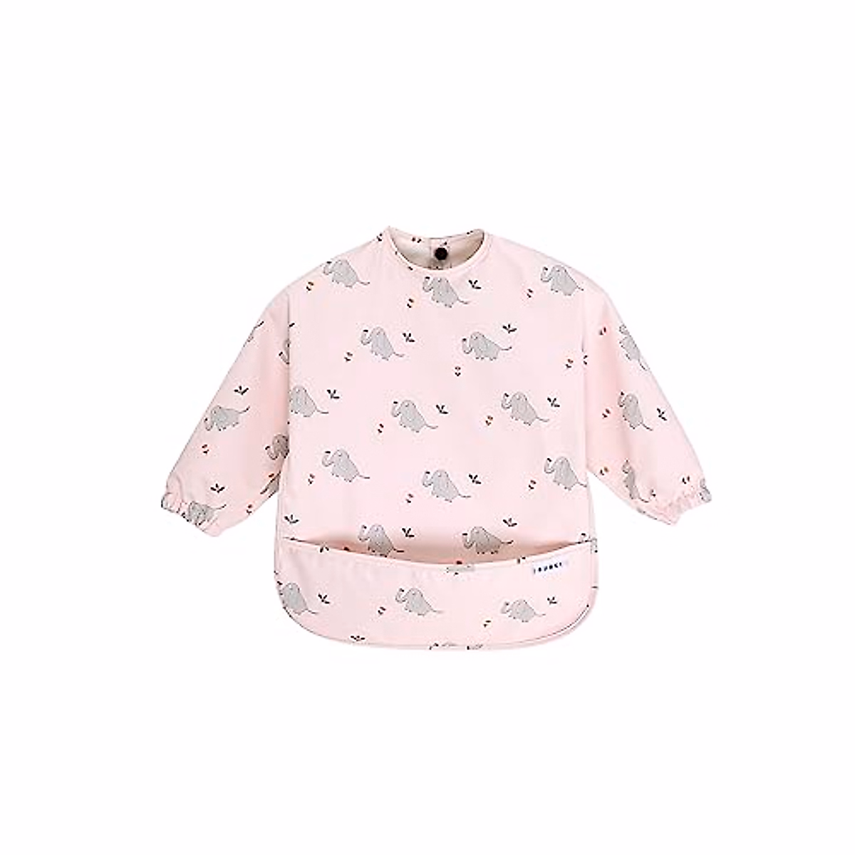 BUBEI Mess proof baby feeding bibs, Waterproof smock bibs, Toddler bibs, Long sleeve baby bib for eating, Baby bibs for baby girl, Baby bibs for eating, Toddler art smock (Pink Elephants)