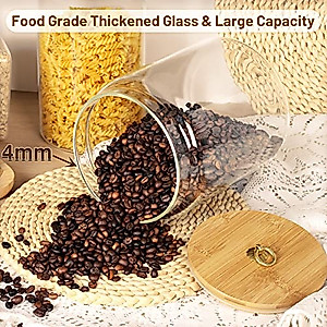 Totexil Large Glass Jars, 1 Gallon Thicken Glass Food Storage Jars with Bamboo Lids, Airtight Glass Canisters with Mental Handle, Kitchen Storage Containers for Coffee Beans, Cookie, Flour, Rice, Nuts