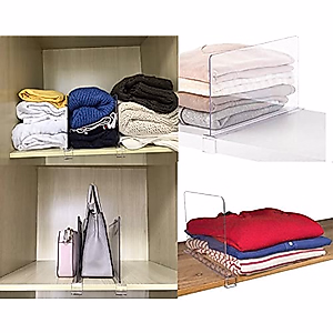 Cq acrylic 4PCS Shelf Dividers for Closets,Clear Acrylic Shelf Divider for Wood Shelves and Clothes Organizer Purses Separators Perfect for Kitchen Cabinets and Bedroom Organizer,Clear