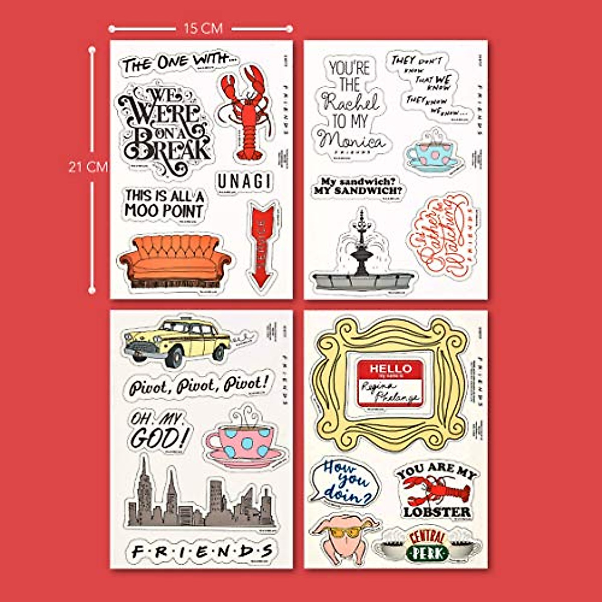 Paladone Friends TV Show Quotes and Icon Magnets for Refrigerators and Lockers (Set of 25), Central Perk, Pivot, You are My Lobster