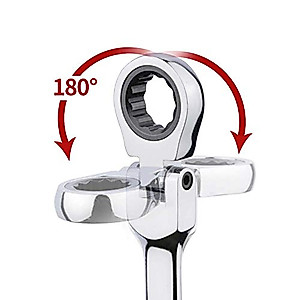 BULLTOOLS 6-Piece Flex-Head Extra Long Ratcheting Wrenches Double Box End Chrome Vanadium Steel 72-Tooth Wrench Set with Metric 8mm - 19mm