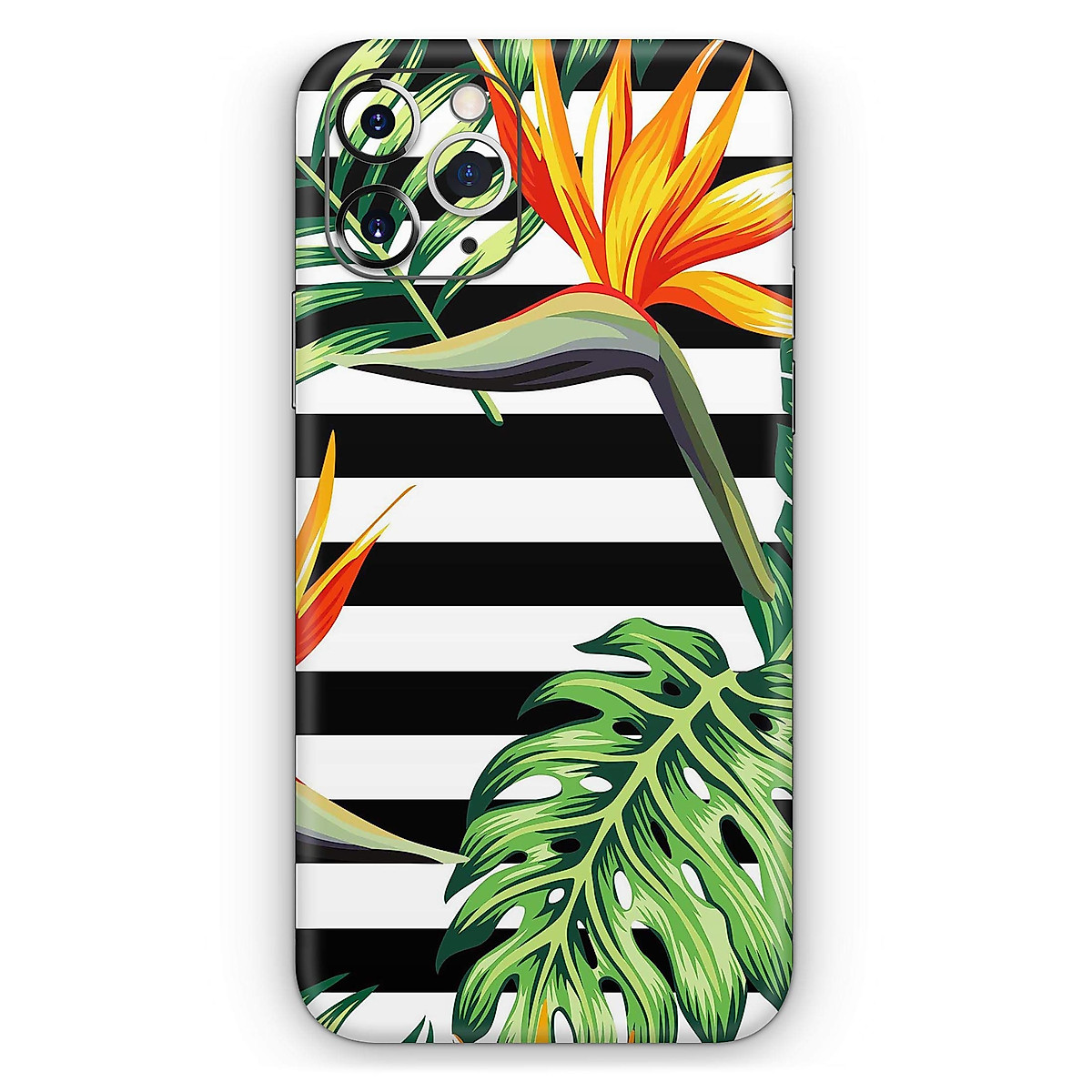 Design Skinz Vivid Tropical Stripe Floral v1 - DesignSkinz Protective Vinyl Decal Wrap Skin Cover Compatible with The Apple iPhone 7 (Full-Body, Screen Trim & Back Glass Skin)