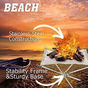 GALMAXS7 Camping Fire Pit Portable Fire Pit Stainless Steel Mesh Collapsible fire Pit Outdoor Fireplace Campfire Pit Foldable Fire Pit for Camping Backyard Beach and Wood Burning -with Carry Bag
