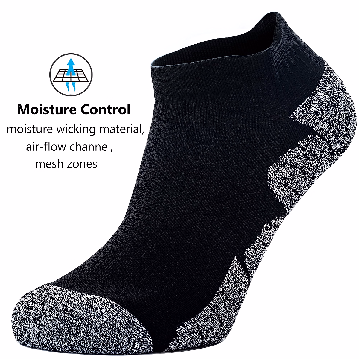 CWVLC Unisex Cushioned Compression Athletic Ankle Socks Multipack, 3-pairs Black, L (10.5-13 W US/ 9-11.5 M US)