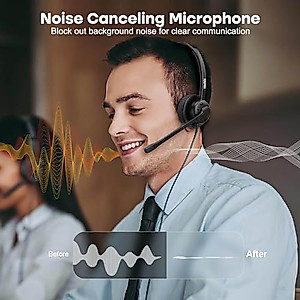 MAIRDI Phone Headset with Noise Canceling Microphone, Call Center Office Headset with RJ9 Jack & 3.5mm Connector for Landline Deskphone Cell Phone PC Laptop, Telephone Headset Work for Polycom