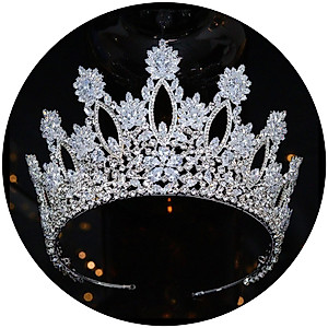 Jorsnovs Luxury Cubic Zirconia Tall Wedding Bridal Tiaras Birthday Crown Large Quinceanera Hair Accessories for Women Bride