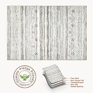 Area Rug for Living Room 5x7 - Large Indoor Washable Rugs Geometric Neutral Rug Farmhouse Soft Floor Carpet Modern Foldable Rug for Bedroom Home Dining Office - Brown