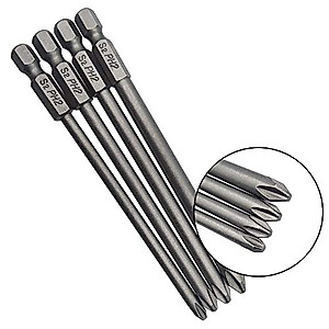 Wolfride 16pcs Long Magnetic Screwdriver Bits Set Slotted+Cross+Torx+Hex Drill Bit Set 1/4 Inch Hex Shank 100mm Length
