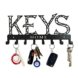 YXE Key Holder, Wall Mounted Key Hooks, Key Holder for Wall, Key Organizer Rack with 8 Hooks Decor, Metal Key Hooks for Entryway, Hallway, Doorway (Keys) 2 Installation Ways