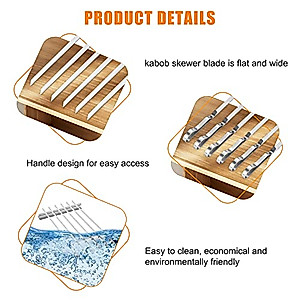 Barbecue Skewer, BearMoo 17” Stainless Steel Shish Kabob Skewers – 0.35” Width Flat BBQ Metal Skewers for Grilling  (Set of 6 Skewers + 2 Grill Racks + 1 Handy Storage)