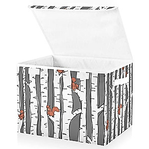 Krafig Cartoon Cute Animal Squirrel Foldable Storage Box Large Cube Organizer Bins Containers Baskets with Lids Handles for Closet Organization, Shelves, Clothes, Toys