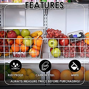 2 Pack Chest Freezer Storage Baskets Stackable Wire Freezer Organizer Bins Rack with Handles for Kitchen, Pantry, Office, Bathroom, Laundry Room- Freezer Basket Fits Most ( 8 x 16.5 x 6 inch)