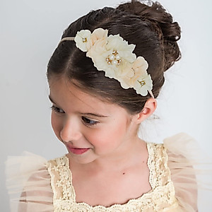 WNYUJOY Baby Girl Flower Headbands Set, 3pcs Elastic Nylon Floral Hair Band, Bows Wrap for Infant Newborn Toddler