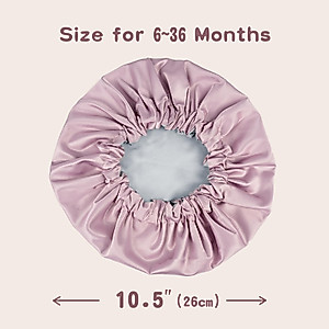 Baby Bonnet for 6-36 Months Sleeping: Reversible Smooth Satin for No Mess Toddler's Curly Hair, Adjustable Band No Slip Pink Purple