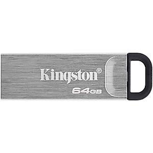 Kingston 64GB DataTraveler Kyson High Performance up to 200MB/s USB 3.2 Metal Flash Drive DTKN/64GB Bundle with (1) GoRAM Black Lanyard (64GB, 5 Pack)