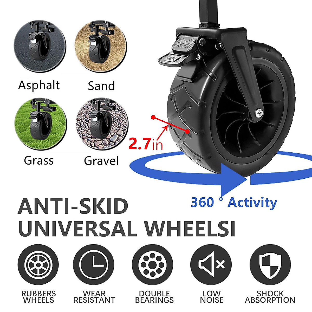 koity Heavy Duty 250 Lbs Capacity Collapsible Wagon with Cargo net, Outdoor Folding Camping Utility Cart, Adjustable Rolling Carts, All Terrain Sports Beach Wagon cart with Wheels Foldable