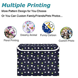 CaTaKu Stars and Stripes Storage Bins with Lids and Handles, Fabric Large Storage Container Cube Basket with Lid Decorative Storage Boxes for Organizing Clothes