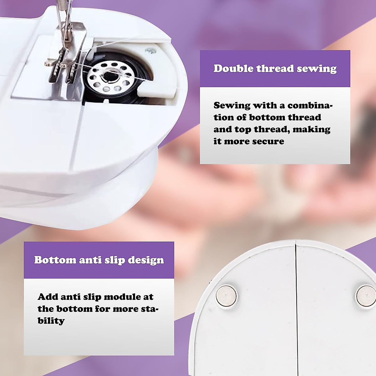 Mini Sewing Machine, Portable Sewing Machine for Beginners Adult, Electric Crafting Speed Crafting Mending Machine Electric Overlock Sewing Machines for Sewing of Silks, Denim, Wool, Leather