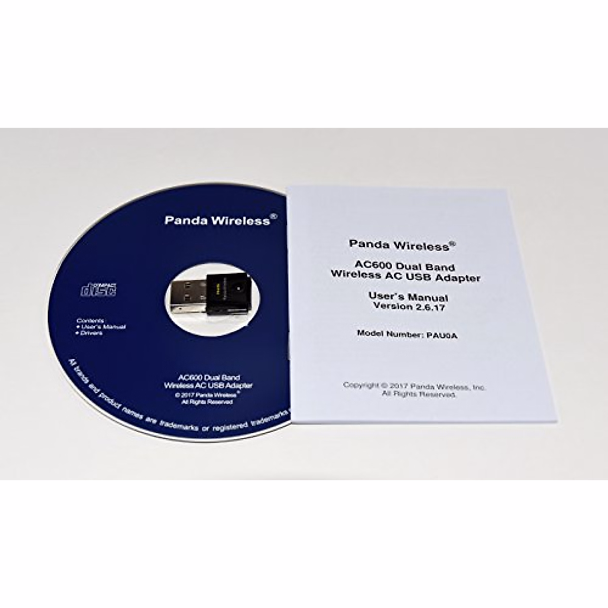 Panda Wireless® PAU0A AC600 Dual Band (2.4GHz and 5GHz) Wireless AC USB Adapter - Win XP/Vista/7/8/10/11, Mint, Ubuntu, MX Linux, Manjaro, Fedora, Centos, Kali Linux and Raspbian