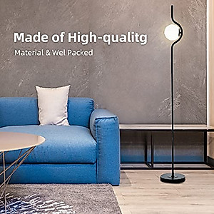 MELIFO Floor Lamp,Standing Lamp with Frosted Glass Globe,Morden Glod Tall Lamp with Foot Pedal.Mid Century Floor Lamps for Living Room,Bedroom,Office,Reading (Black)