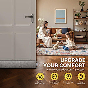 fowong Weighted Under Door Noise Stopper 48 Inch, Extra Long Draft Stopper for Bottom of Door Soundproof Noise Guard, Gray