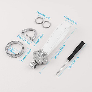UHONSN Bling Leather Car Keychain Cute Cat Paw Keychains for Women Girl Anti-Lost Car Key Fob Key Chain Holder for Men Sparkly Rhinestones Zinc Alloy Keyrings White